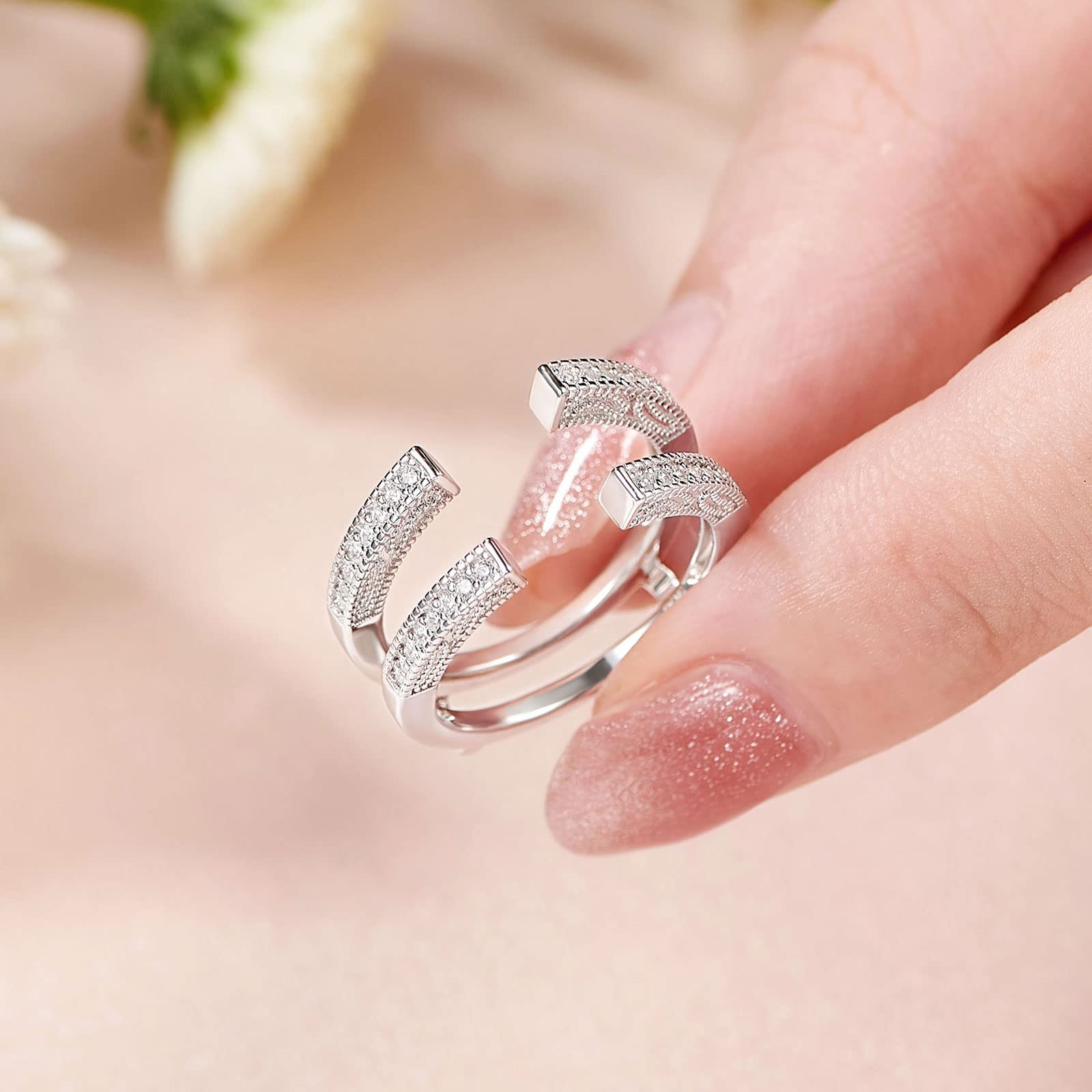 SHELOVES Vintage Guard Wrap Wedding Band For Women 925 Sterling Silver Ring Enhancer for Engagement Rings Sz 6