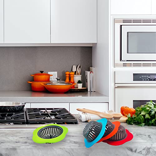 Tisnveky Sink Strainers for Kitchen Sink, Sink Drain Strainer with 4.5 Inch Diameter, Kitchen Sink Strainer with Hard Plastic Bottom and Soft Silicone Edge, [1 Pack] [Green]