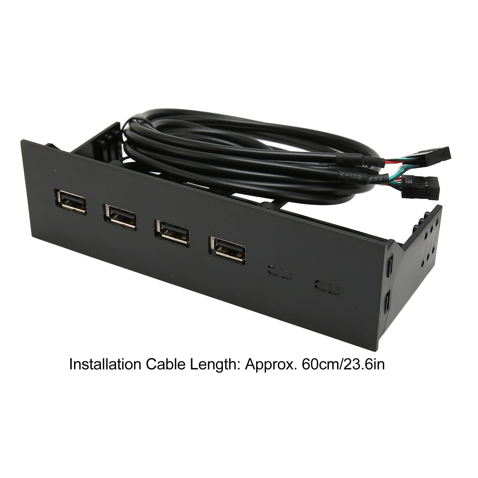 VINGVO Optical Drive Front Panel, 4 Ports Sturdy Metal Construction USB2.0 Hub Front Panel for 5.25 Inch PC Computer Case