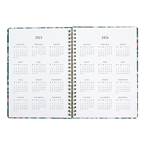 Letts Spring Valley Academic Weekly/Monthly Planner, 18 Months, July 2023 to December 2024, Week-to-View, Wiro Binding, Multilingual, A5 Size, 8.25" x 5.875", Green (C031798-24)