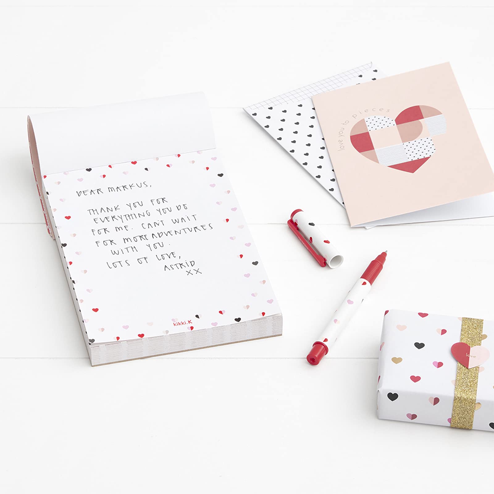 kikki.K Choose Love Collection - B6 Feature Notepad in Blush, Write Sweet Messages or Jot Down Notes, Die Cut in Heart Shape Page Design, 52 Cards, 4.02" L x 2.83" W x 0.94" H