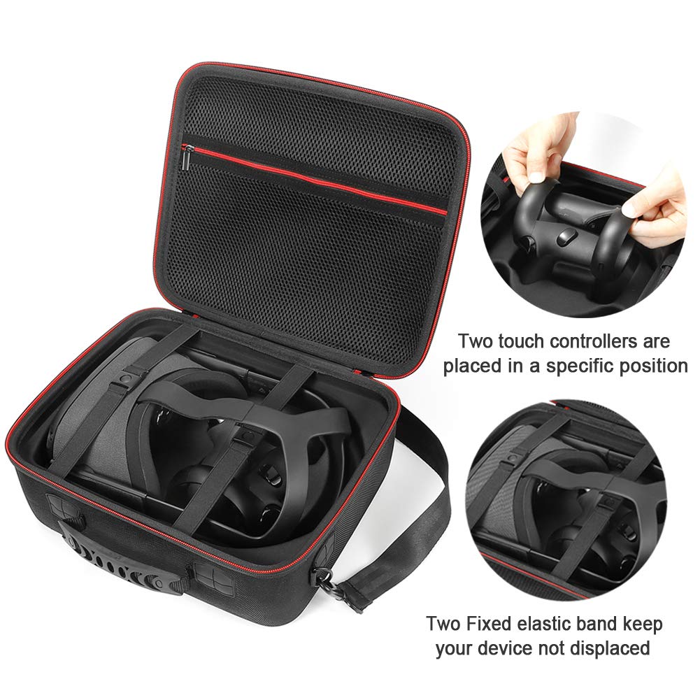 JOPROCH Hard Carrying Case for Oculus Quest All-in-one VR Gaming Headset and Controllers Accessories, Protective Storage Travel Bag - Black