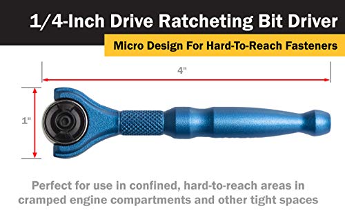 Titan 11317 1/4-Inch Drive Swivel Head Micro Bit Driver , Blue