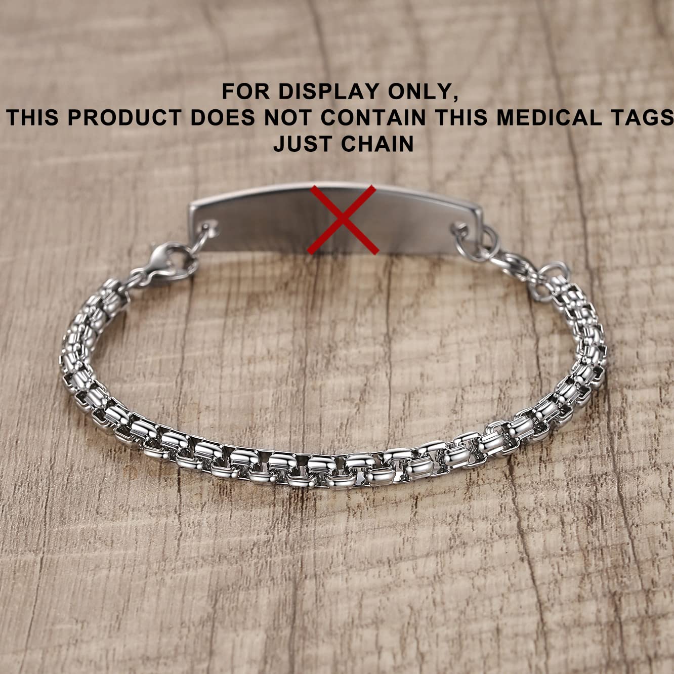 LinnaLove Stainless Steel Rolo Chain Interchangeable Bracelets-Match Medical id tag(CK06-6)