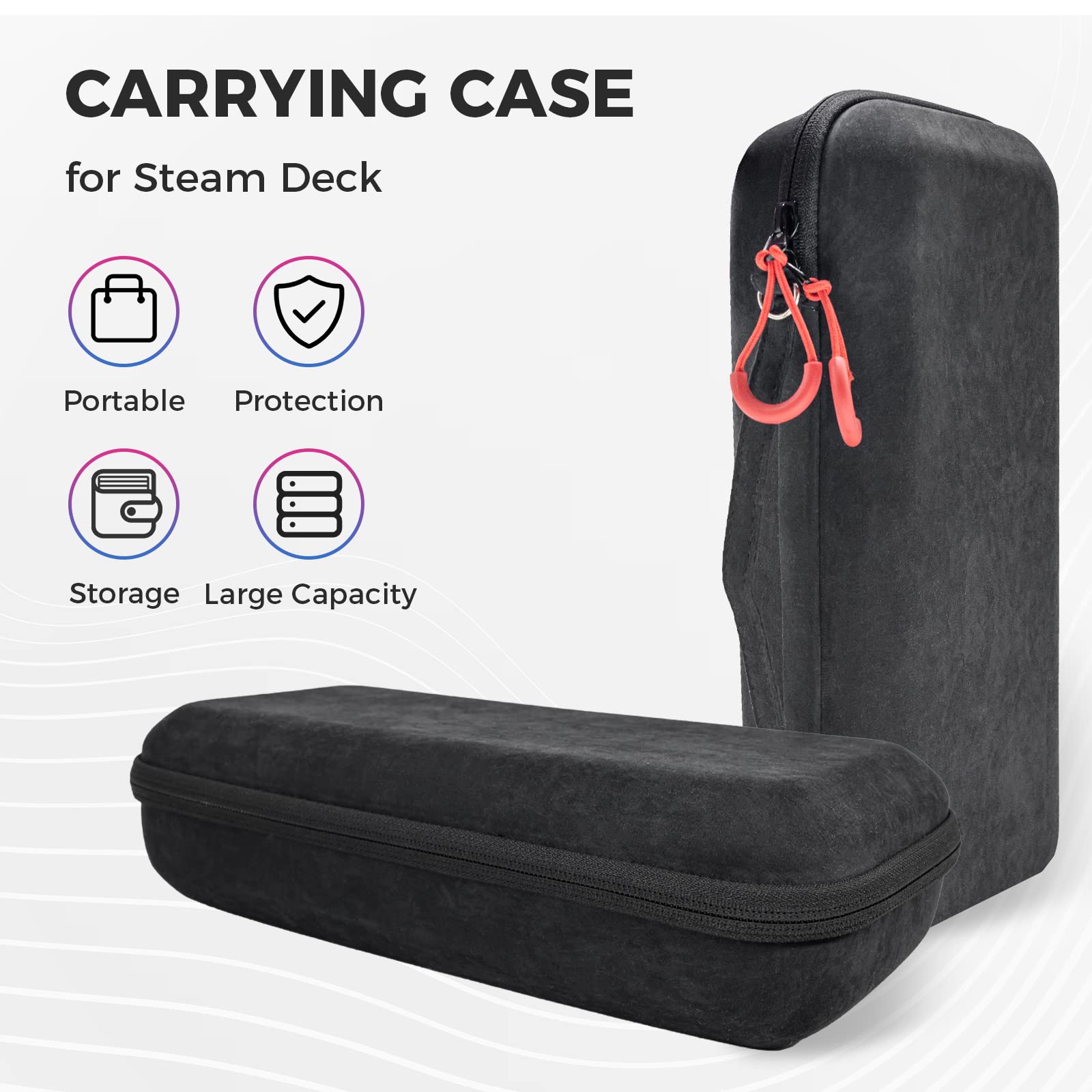 SCAVATA Carrying Case for Steam Deck, Portable Hard Travel Pouch Bag for Steam Deck Console & Accessories with Built-in AC Adapter Storage & Thumb Grips & Screen Protector