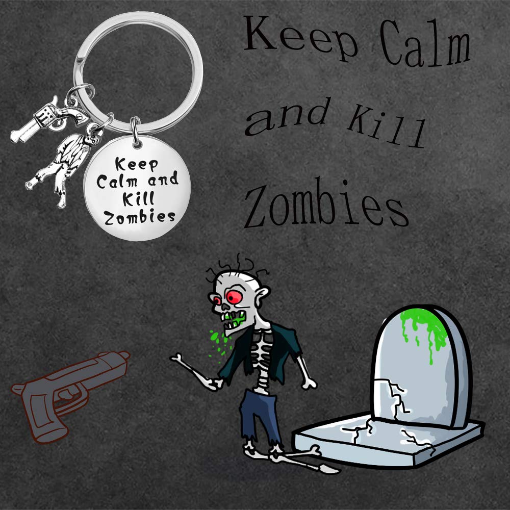 KUIYAI Keep Calm and Kill Zombies Keychain Inspired of Movie Fan Gift (Keychain)