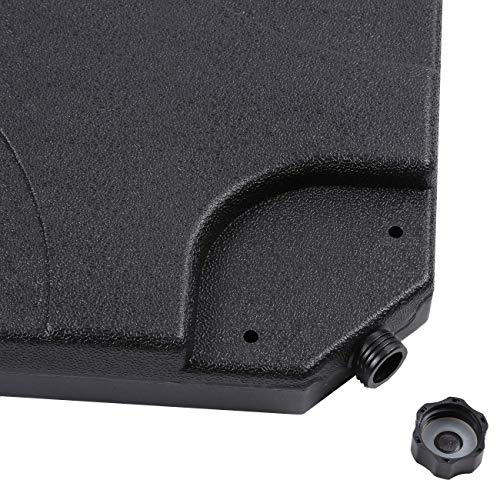 Sunnyglade 4PCS 176LB Square Shaped Water Or Sand Filled Umbrella Base Cantilever Offset Patio Market Umbrella Base Stand with U Locking (Black)