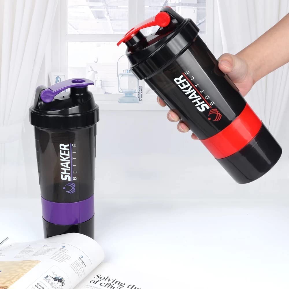 Protein Shaker Bottle for Protein Mixes, 17 OZ, Leak Proof Easy Clean Up BPA Free, Tasteless, Safe Material No Blending Ball or Whisk Needed Blender Shaker Bottle Gym shaker bottle (Black), Blue