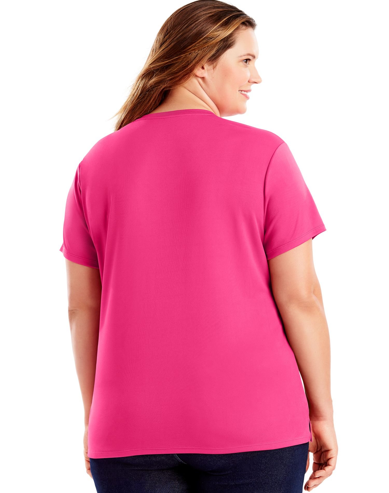 JUST MY SIZE womens Cool Dri V-neck Shirt, Process Blue, 2X US