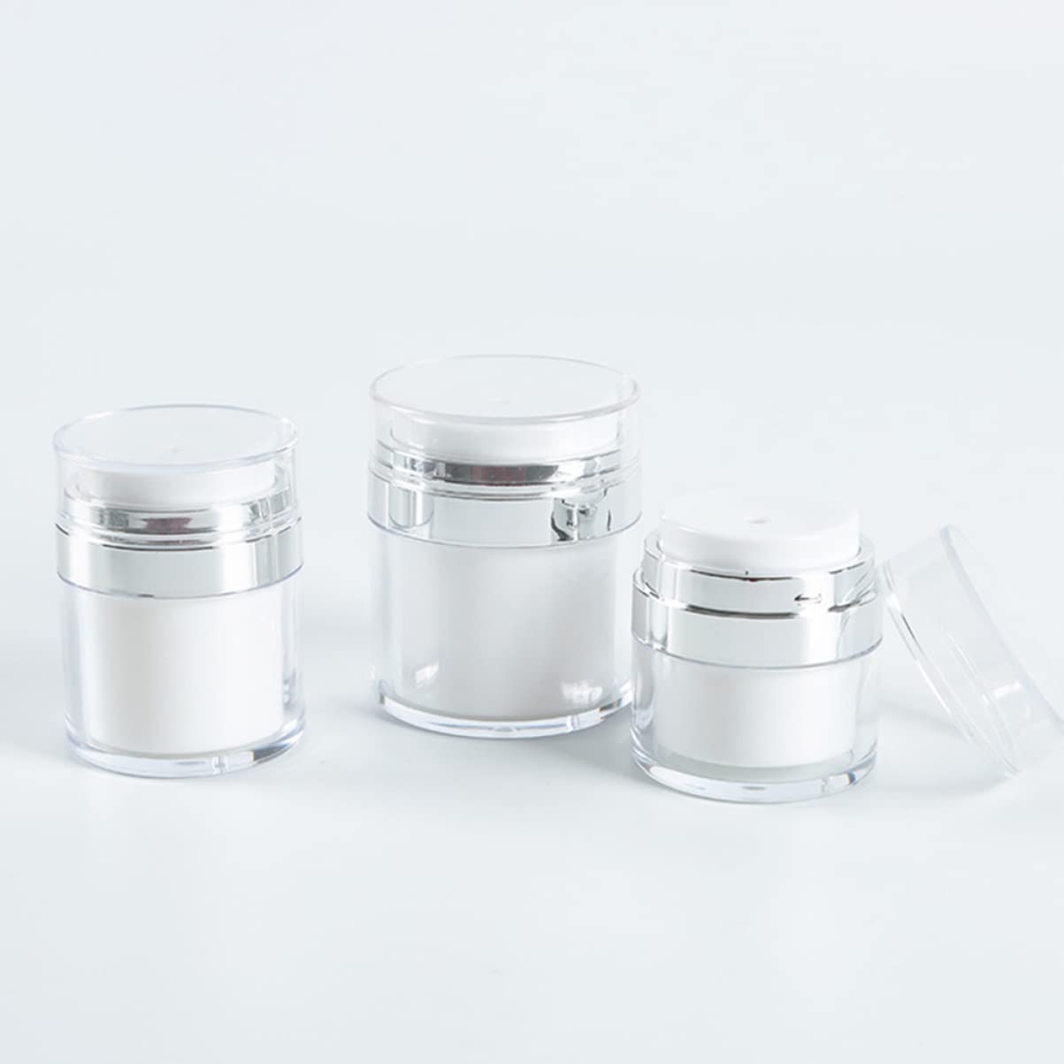 Travel Container Empty Refillable Cosmetic airless Pump Jars Empty airless Cosmetic Container airless Lotion Dispenser Air Pump Bottles Vacuum Container (Size : 7.5x6.2x6.2cm)