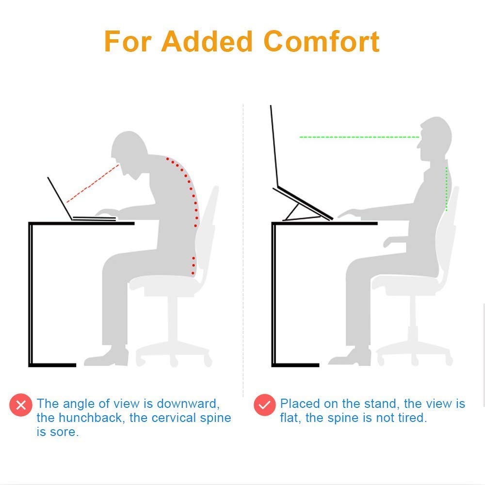 Laptop Stand Upgraded, Adjustable Portable Laptop Holder for Desk, Aluminum Ventilated Notebook Riser for MacBook Air Pro, More 10-15.6 inches PC Computer, Tablet, iPad (Silver)