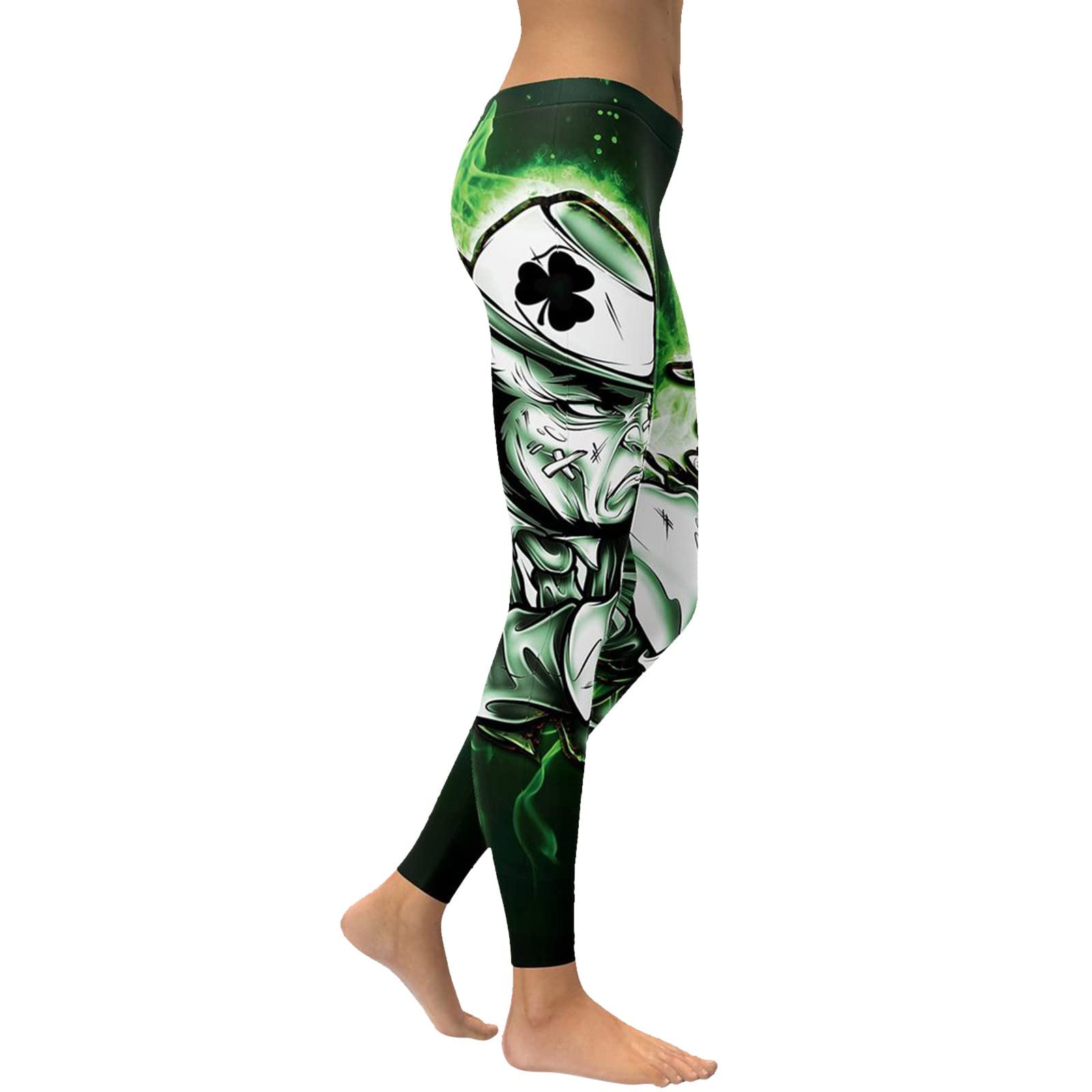 Shamrocks Good Luck Womens Leggings High Waisted St Patricks Day Tummy Control Floral Tights Good Luck Clover
