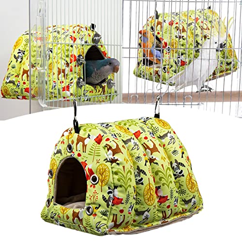Yajuyi Winter Parrot Cage Hammock Parrots Bird Bed Perch Swing Birdcage Accessories Parrot Shed Birds Hanging Nest for Finches Cockatoo Bluebirds, M