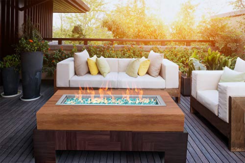 Skyflame Rectangular Stainless Steel Drop-in Fire Pit Pan and Burner with Burner Cover, 30 by 10 Inch Burning Area