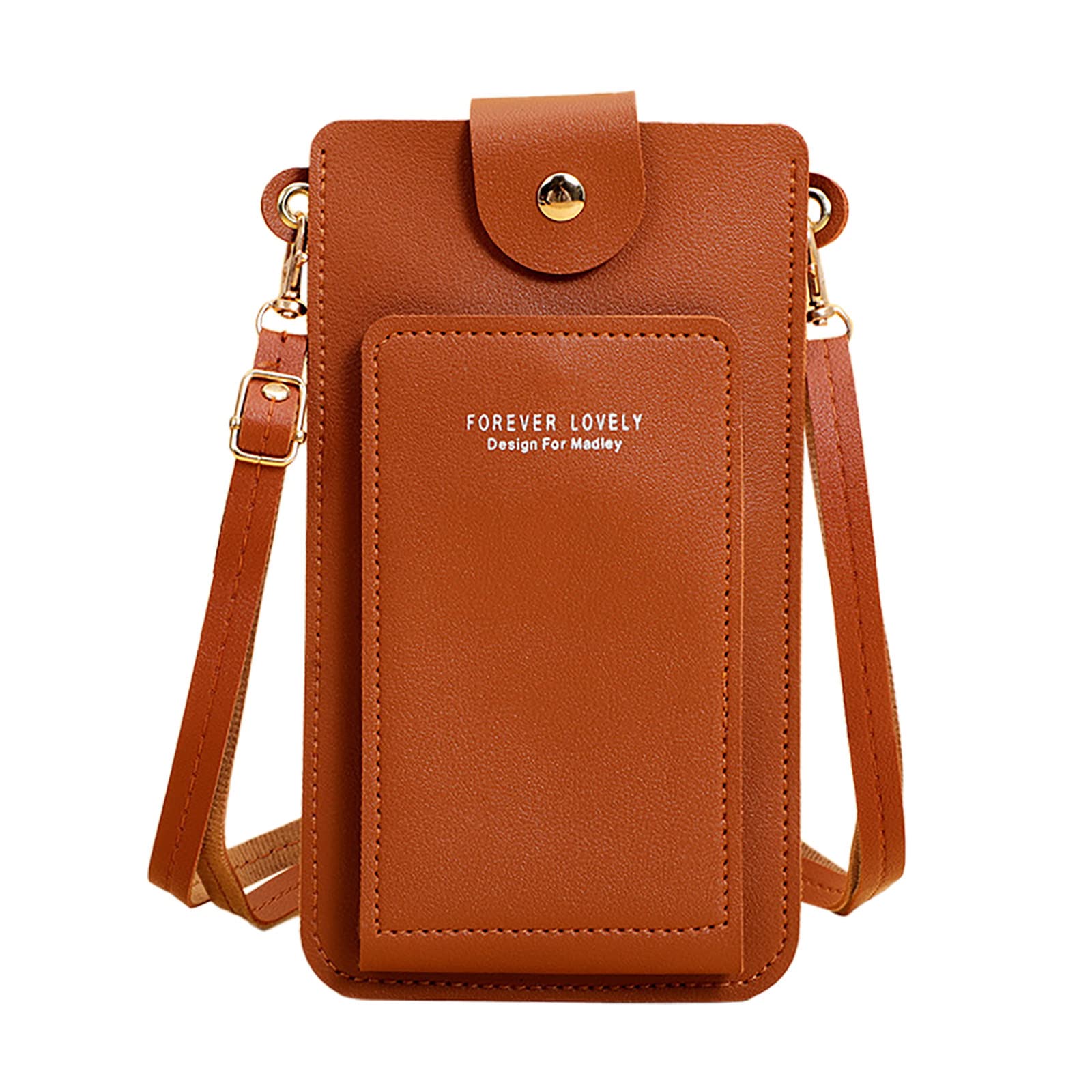 Small Crossbody Cell Phone Purse for Women Fashion Artificial Leather Solid Color Hasp Transparent Phone Bag
