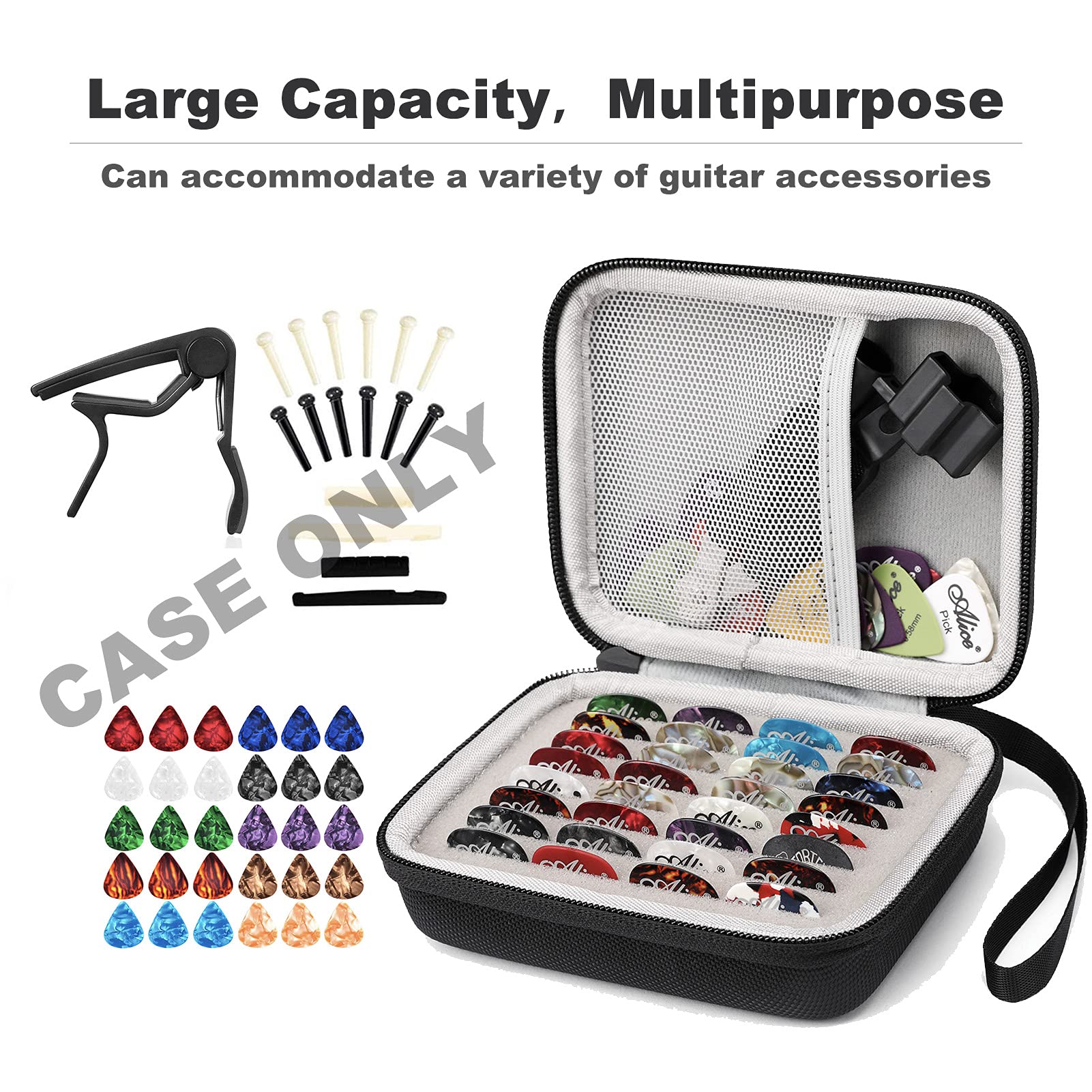 Liyacial Guitar Pick Holder Case Compatible for Fender, ChromaCast, D'Addario, JIM DUNLOP, Bolopick, Guitar Accessory Storage Pouch (black)