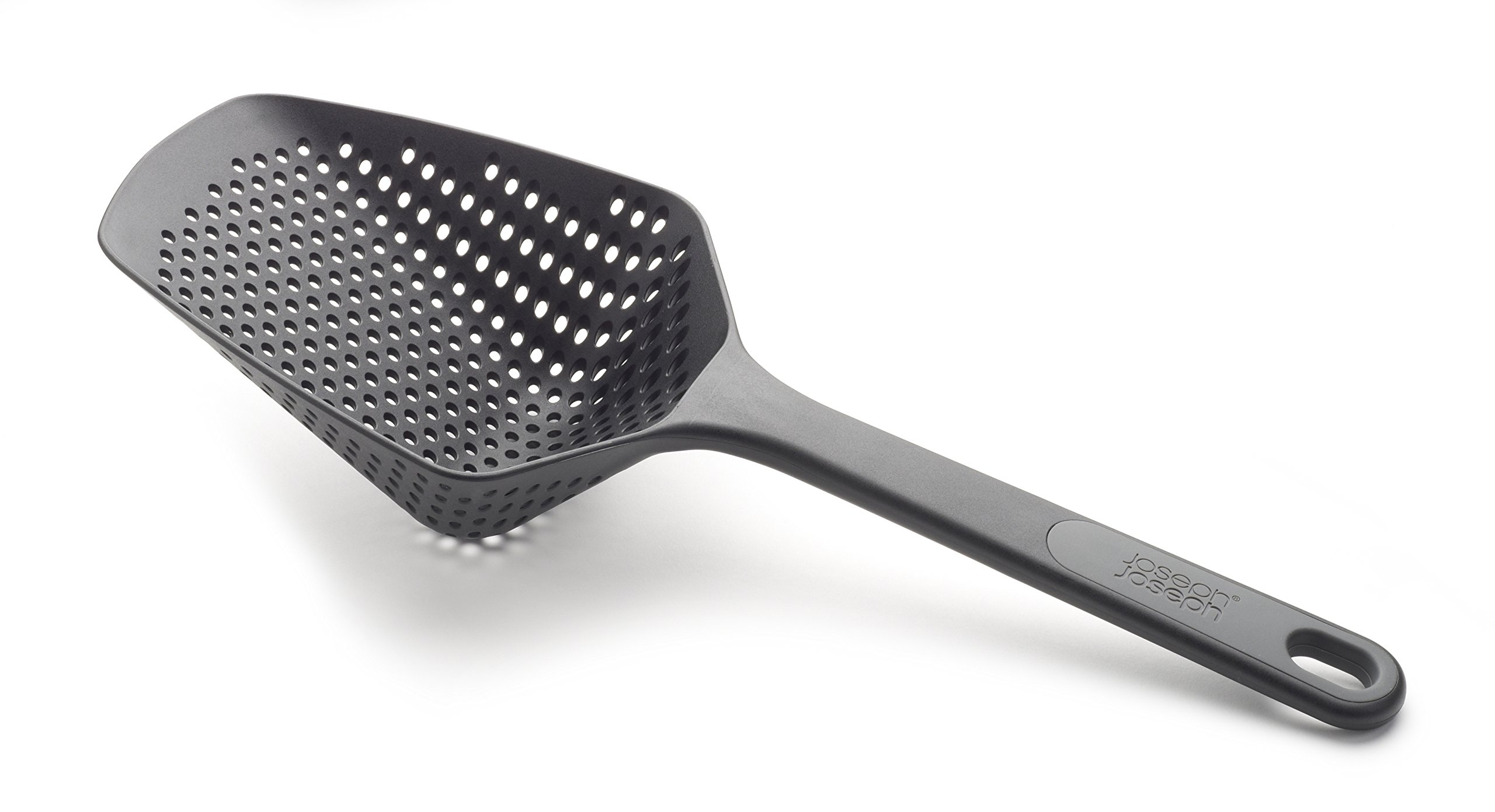 Joseph Joseph Scoop Colander Strainer Slotted Spoon, Large, Black & Scoop & Pick Jar Spoon and Fork Set, Green