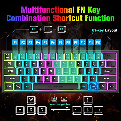 ZIYOU LANG Wireless Gaming Keyboard and Mouse Combo with Wired RGB Speakers for PC Mac Gamers