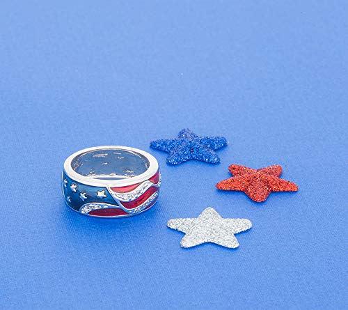 Kate Bissett USA American Flag Patriotic Ring with Red and Blue Enamel and Cubic Zirconia Size 5