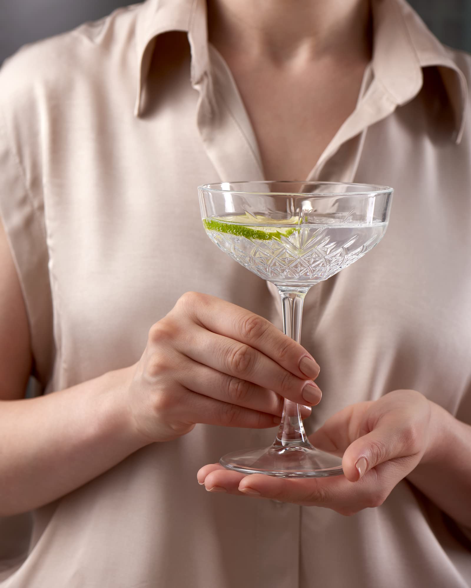 Pasabahce Coupe Cocktail Glasses Set Of 4 - Exclusive Martini, Margarita Glasses - Timeless Champagne Coupe Glasses - Crystal Design - 8.6 oz Long Stem Glassware
