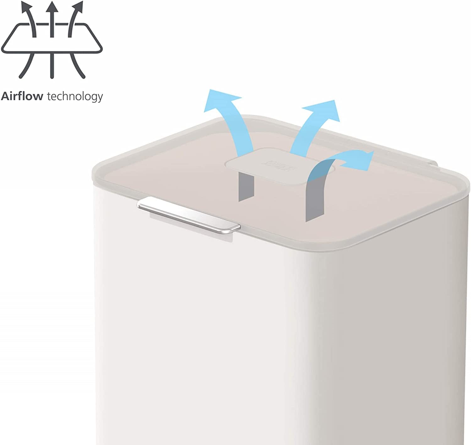 Joseph Joseph Totem Max 60 liter Waste Separation and Recycling Kitchen Trash Can with Odor filter and removable food waste caddy, Stone