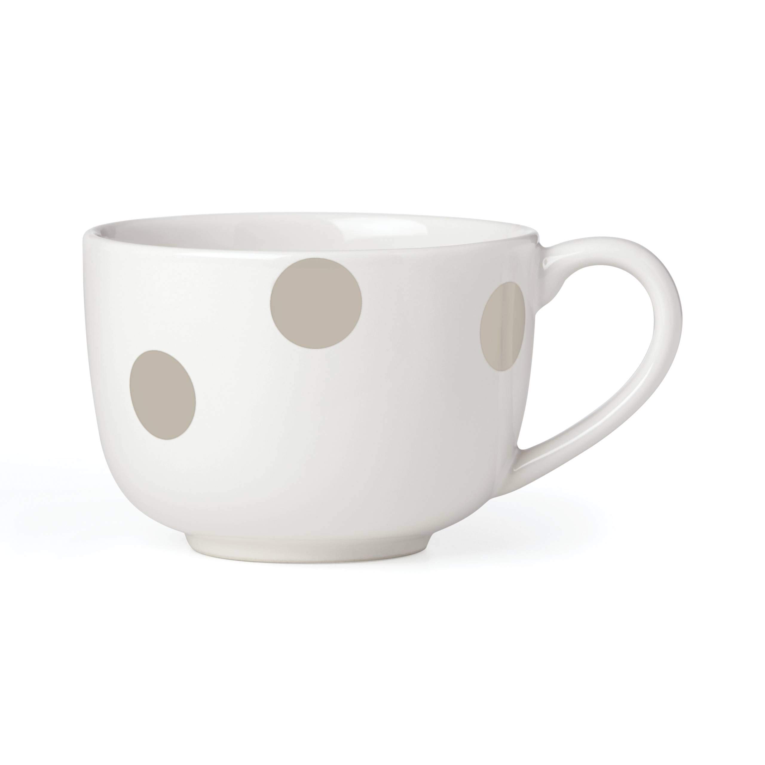 Kate Spade Deco Dot Beige Latte Mug, 1 Count (Pack of 1), Taupe/Grey