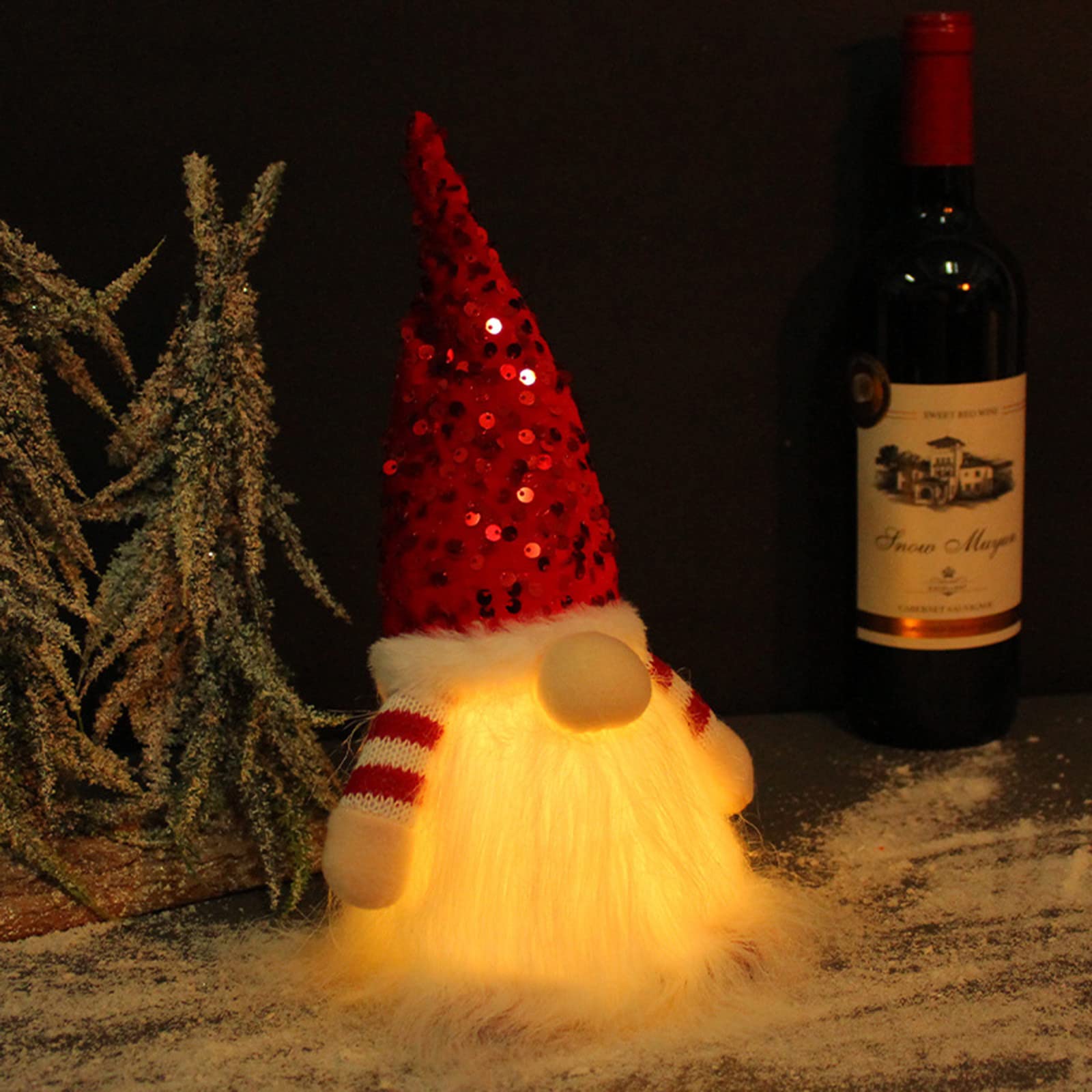 IAMAGOODLADY Christmas Decoration Christmas Sequins with Lights Rudolph Doll Christmas Luminous Faceless Doll Ornaments Cute Handmade Swedish Gnome Dwarf Plush Elf Toy Home Decor Table Ornament