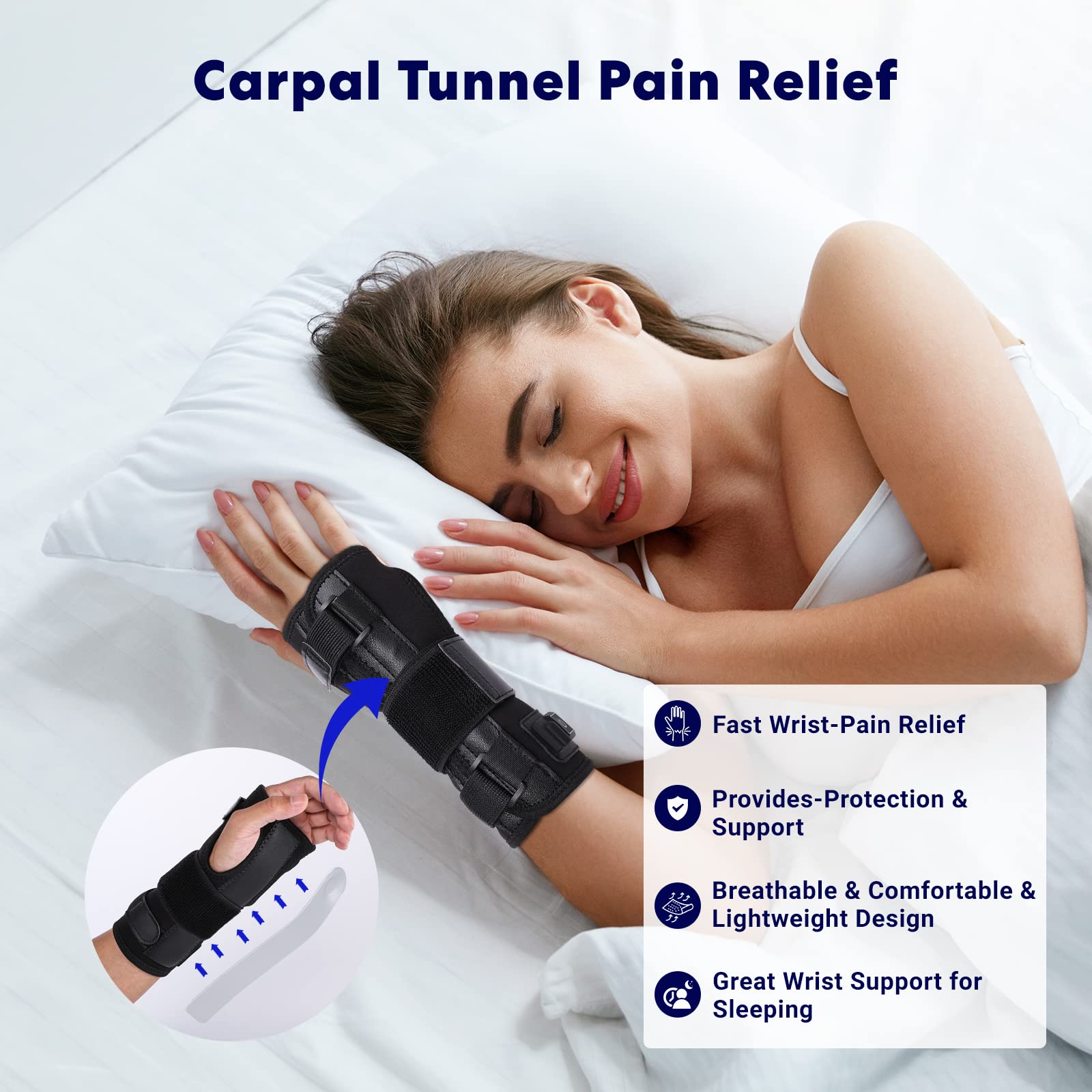 Wrist Electric Heating Pad for Carpal Tunnel Relief, Adjustable Wrist Support Brace with Splints, Wrist Brace for Right & Left Hand, Heated Wrap for Injuries, Arthritis, Wrist Pain, Sprain-Small