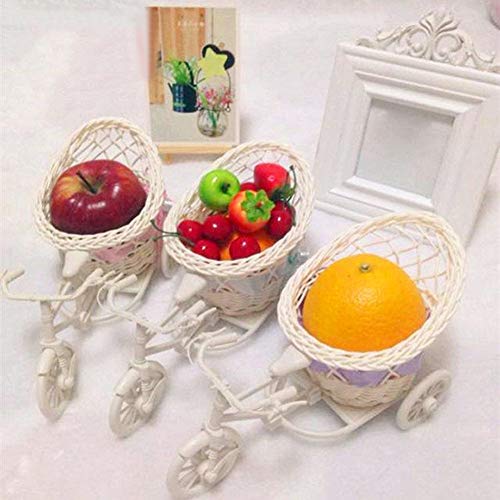 Luwsldirr Rattan Flower Basket Vase Tricycle Bicycle Model Home Garden Wedding Party Decor