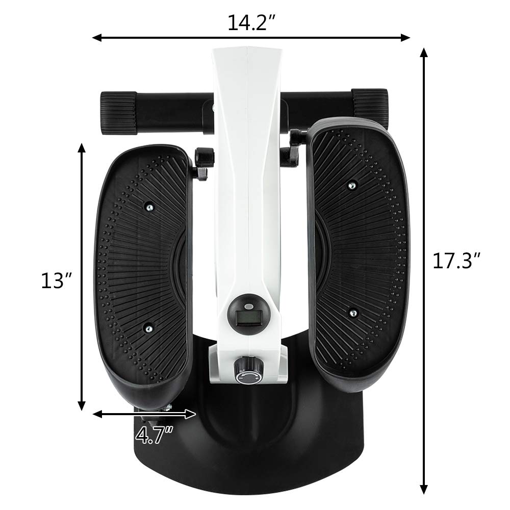 PEXMOR Under Desk Elliptical Machine, Mini Elliptical Exercise Bike Adjustable Resistance with Display Monitor & Non-Slip Pedal, Portable Desk Pedal Elliptical Exerciser Quiet for Home Office (white)