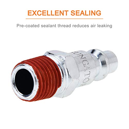 SUNGATOR 1/4-Inch NPT Male Industrial Air Plug, 1/4'' Pneumatic Plugs, Air Hose Fitting, 1/4'' Quick Connect Air Fitting, Air Hose Repair Plug Kit Compatible with I/M/D Type Air Coupler (25-Pack)