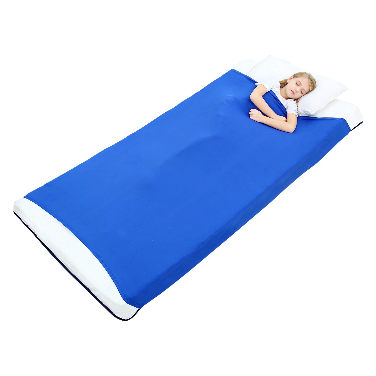 LAYOER Sensory Bed Sheet for Kids Compression Adjustable Breathable Stretchy Alternative to Weighted Blankets Relaxing Comfortable Sleeping(Full)