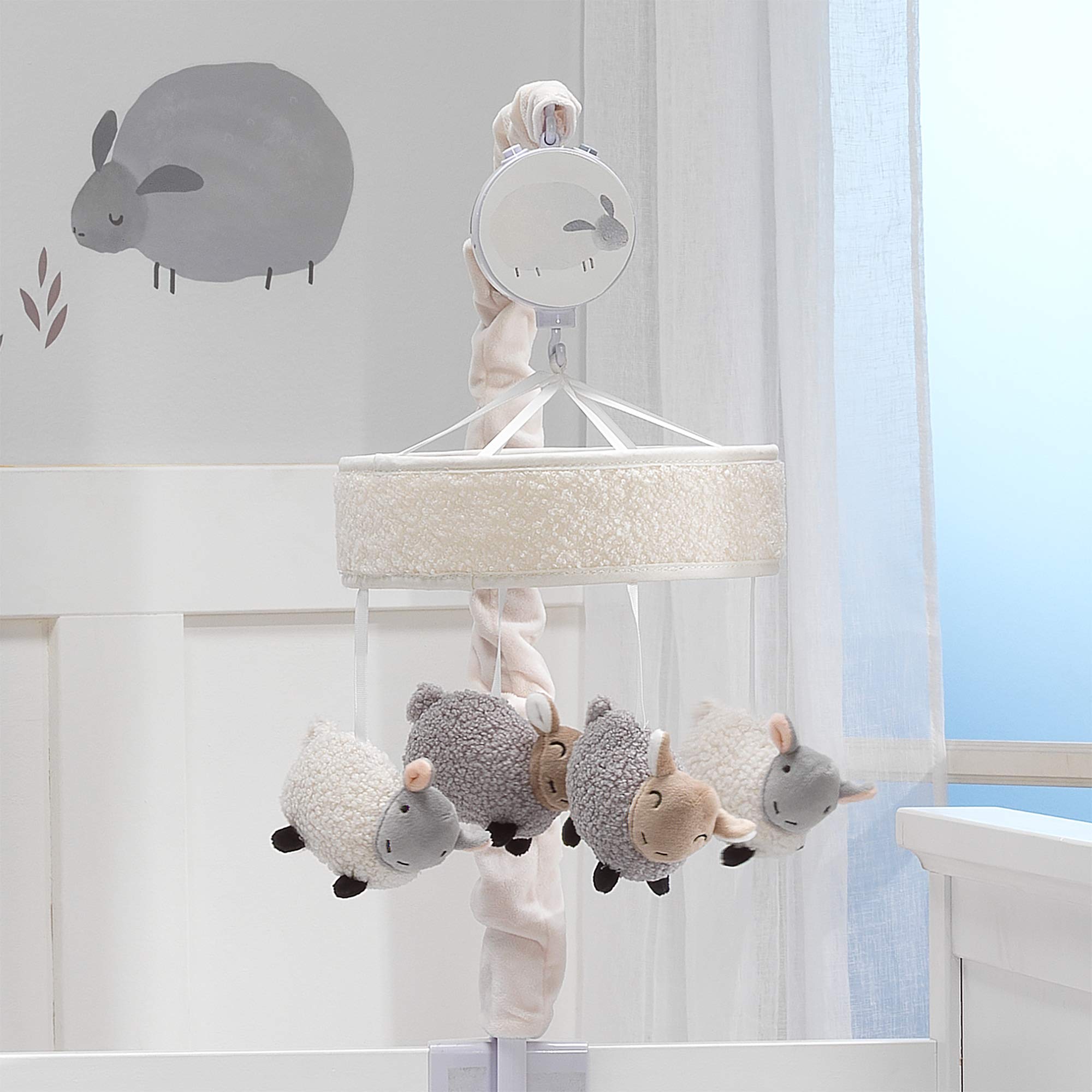 Lambs & Ivy Sleepy Sheep Musical Baby Crib Mobile - Cream/Gray