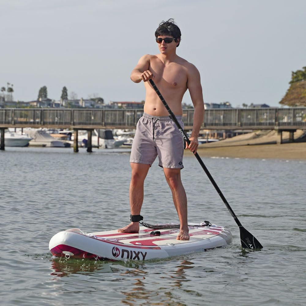 NIXY Venice G5 Cruiser & Yoga Inflatable Paddle Board | 10'6" x 34" x 6" Ultra-Light SUP with Welded Seams, Woven Drop Stitch for Safety and Durability. (Red)