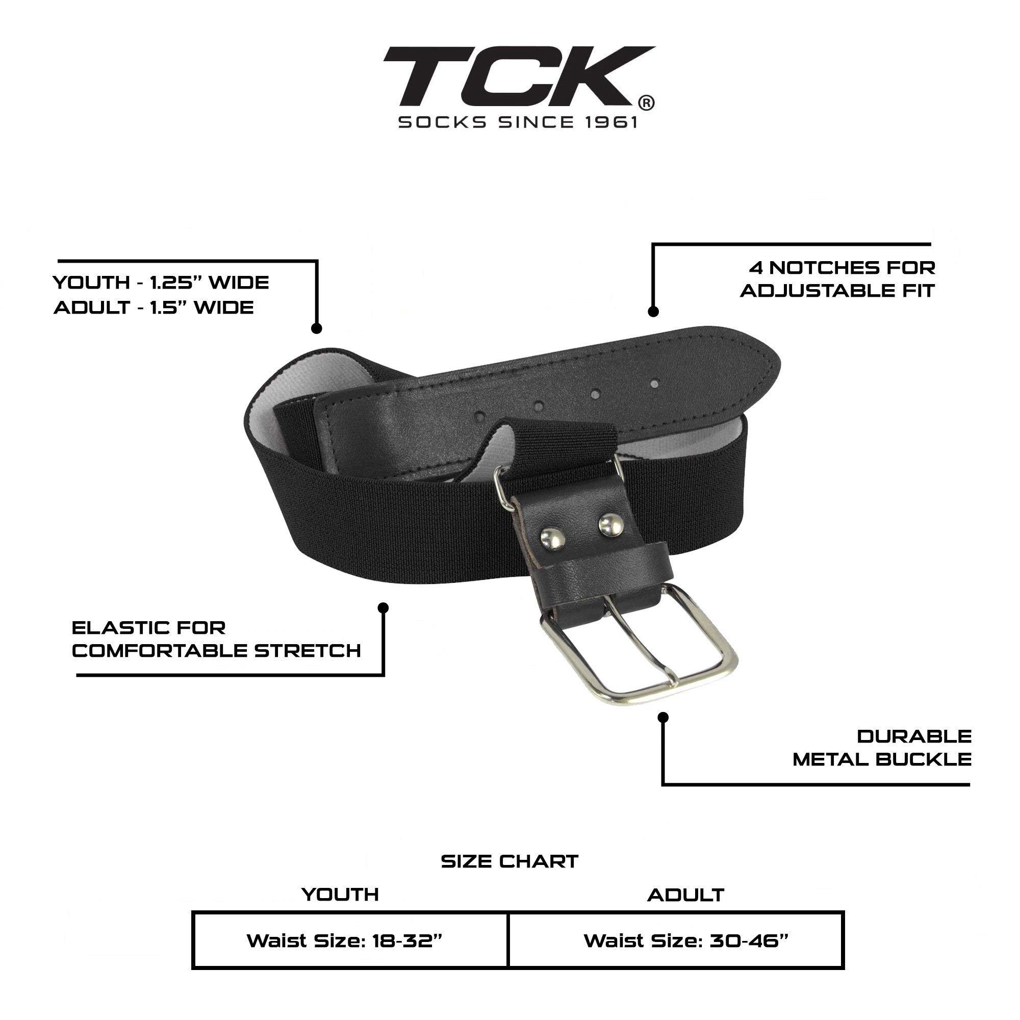 TCK Softball Baseball Belt (Adult, Black)