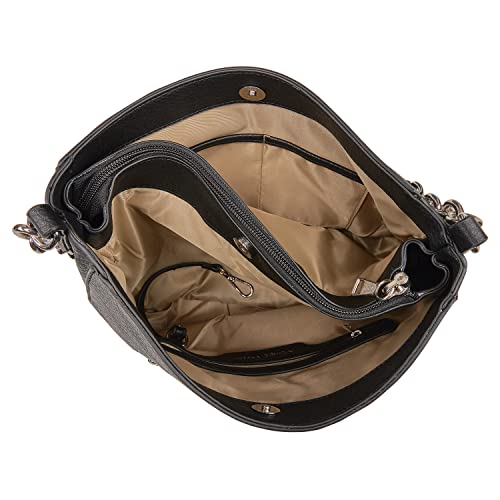 Lady Conceal Ashley Chain Locking Concealed Carry Gun Hobo - Women's Concealed Carry Purse - Holstered Crossbody Handbag