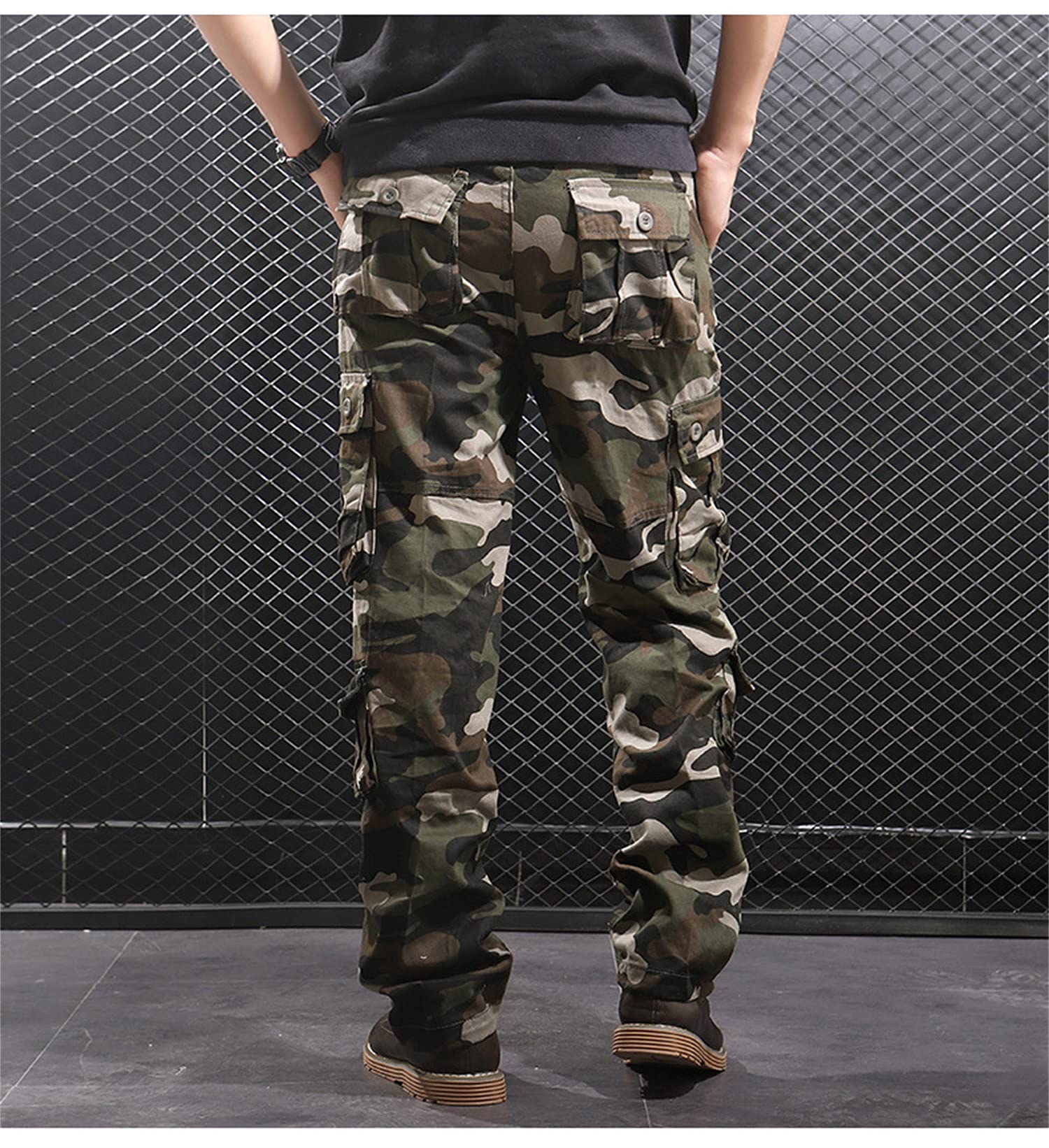 Men's Multi Pocket Military Pants Camo Combat Work Trousers Casual Hiking Pockets Army Slacks (Green,38)