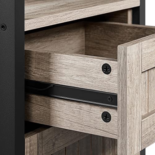 Yaheetech Nightstand with 2 Drawers and Open Shelf, Bedside Table Bedside Cupboard with Adjustable Feet, Wooden Bedside Cabinet Sofa Side Table End Table for Bedroom/Small Space, Gray