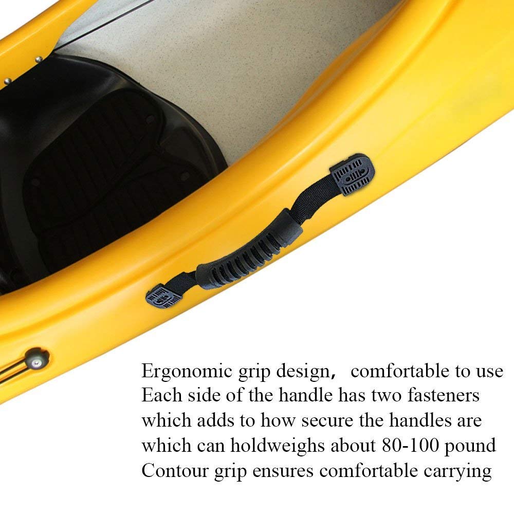 KINDPMA Kayak Carry Handle 2 Pack Heavy Duty Rubber Kayak Moulded Webbing Handles Replacement Accessories for Ocean Kayak Lifetime Kayaks Pelican Kayaks Perception Kayaks Canoe or Luggage