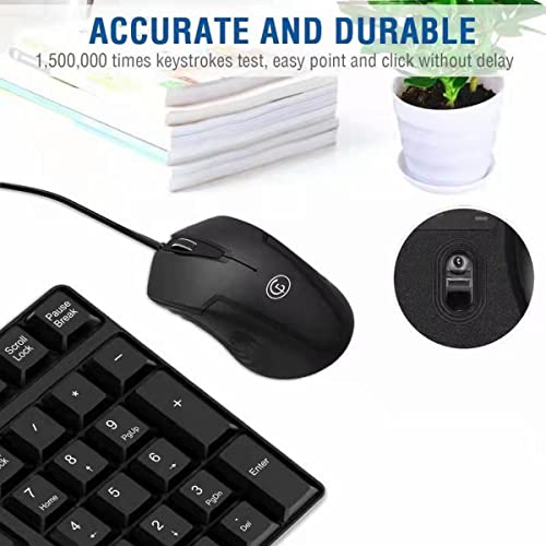 Wired Keyboard and Mouse Combo, Gofreetech Full-Size Keyboard and Mouse Combo with Optical 3 Button Mouse, USB Plug-and-Play, Compatible with Desktop, Laptop, Notebook, PC Windows