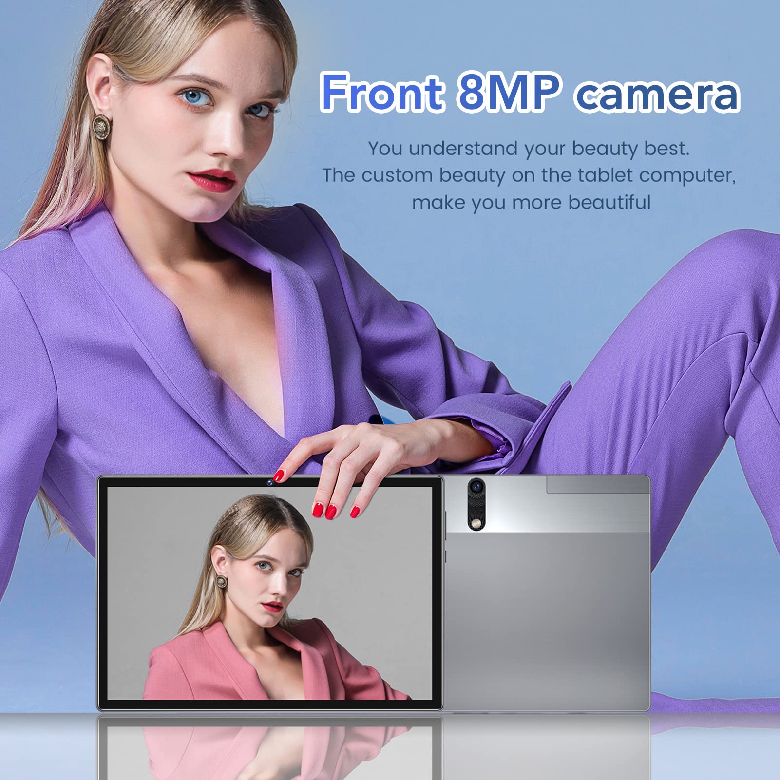 VINGVO 10.1in Tablet, HD Tablet 8MP Front 20MP Rear for Android8.1 for Drawing (US Plug)