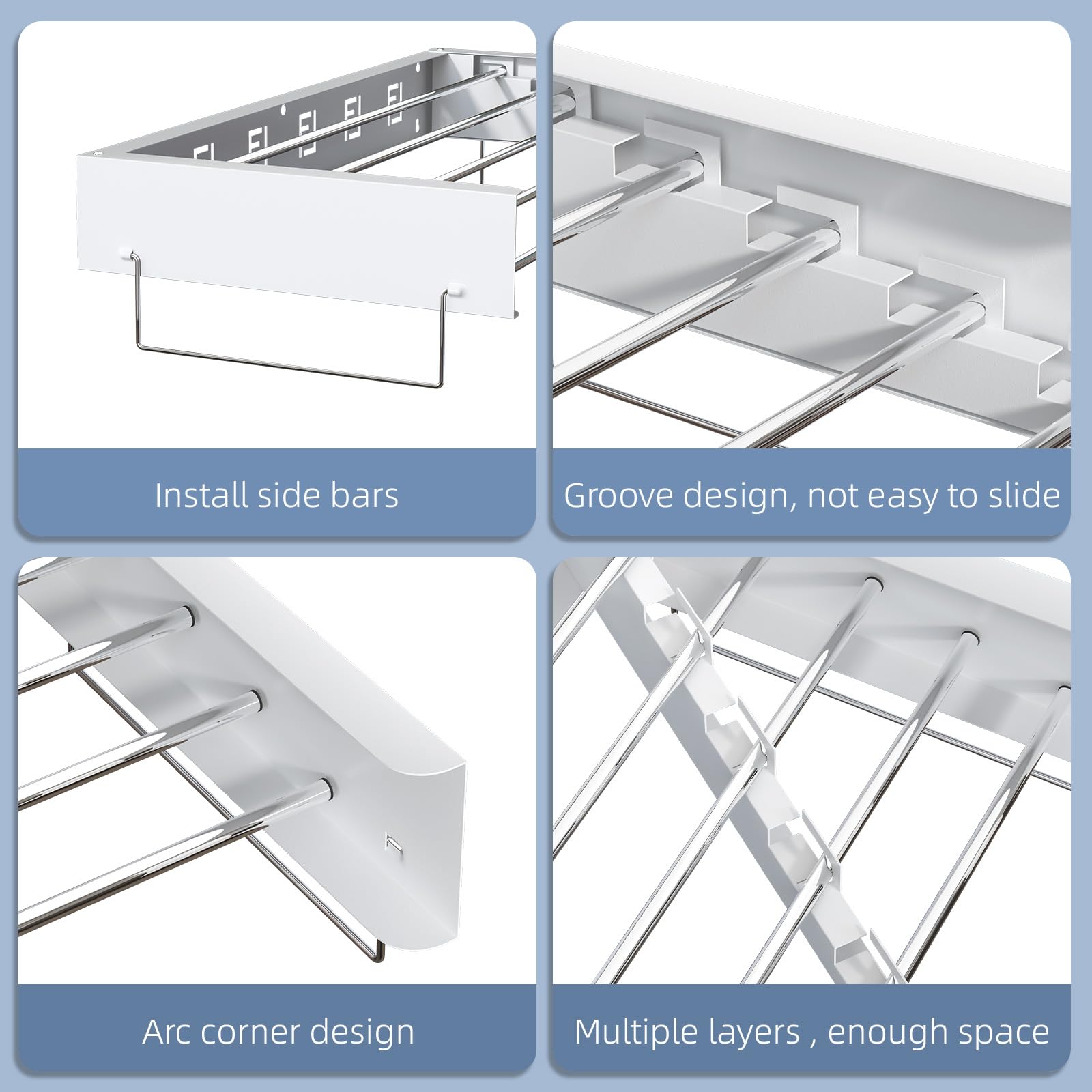 tonchean Wall Mounted Drying Rack Collapsible, Laundry Drying Rack 31.5" Wide, 13.2 Linear Ft Carbon Steel Quality Upgrade 110lb Capacity with Wall Template for Indoor Outdoor Drying Clothes