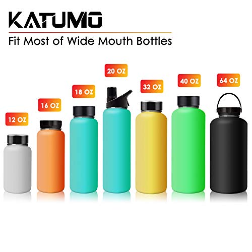KATUMO 2 Pack Paracord Handle for Hydro Flask Wide Mouth Water Bottles for 12oz - 64oz Bottles (Not Fit for Hydro Flask 2.0), Black+Powder-Blue