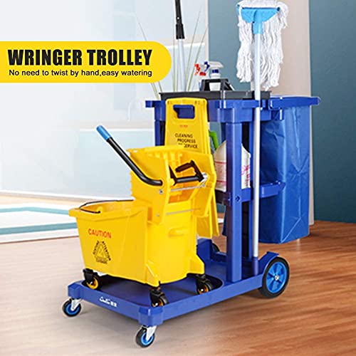Toolsempire 35 Quart Large Capacity Mop Bucket Side Press Cleaning Wringer Trolley for Household & Commercial Use