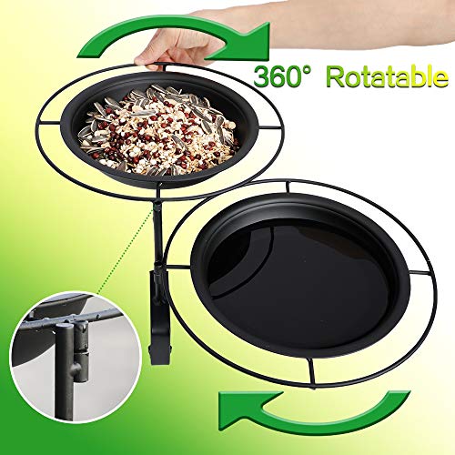 Solution4Patio Expert in Garden Creation Urban Apartment Deck Rail Bird Feeder & Bird Bath, Balcony Platform Removable Metal Tray 8" Dia, Not Blowing Away, Adjustable Clamp Bracket #G-B124A00-US