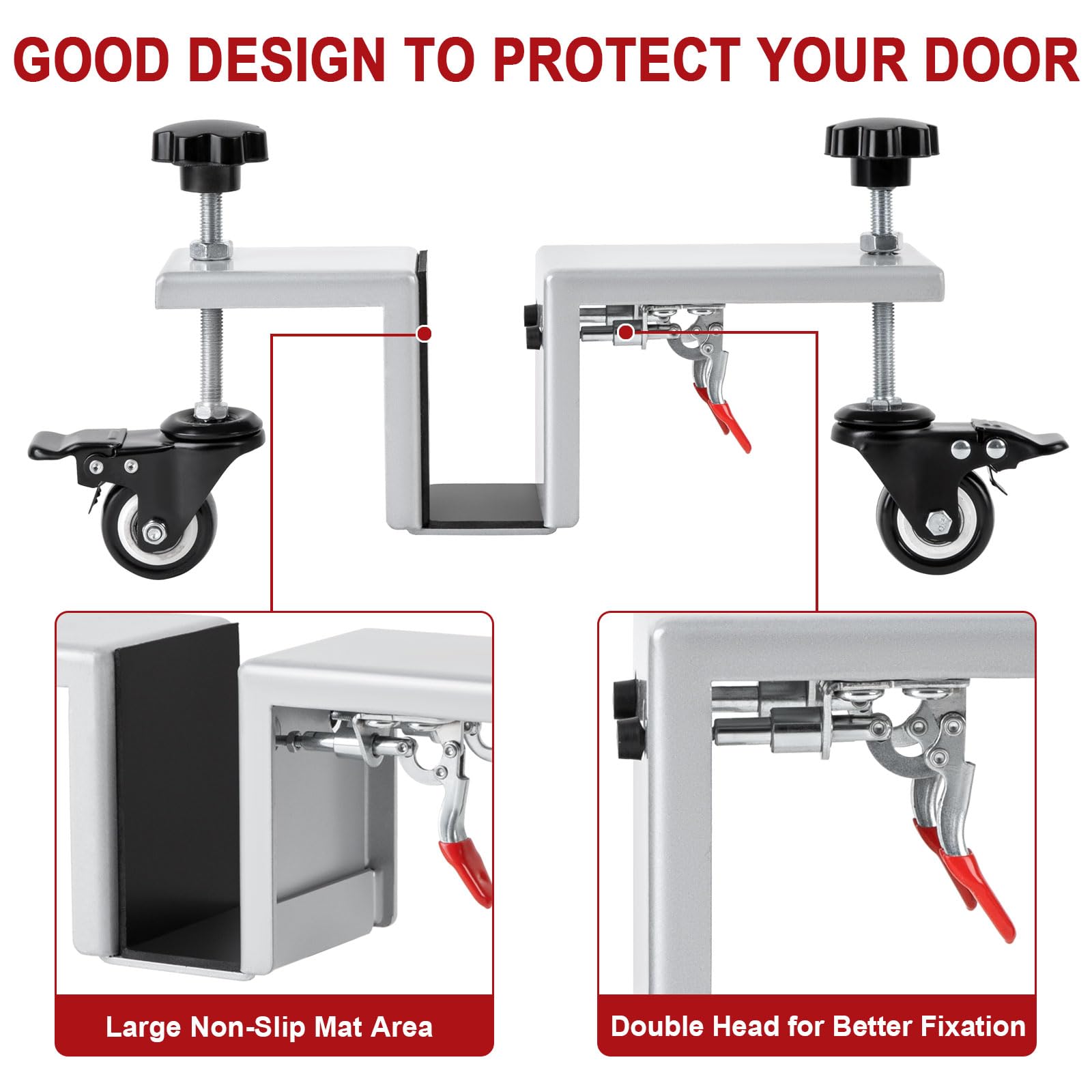 KodMtiz Door Installation Kit, Heavy Duty Door Board Dolly for 1-3/8" and 1-3/4" Pre-Hung, Slab, and Front Doors, Stainless Steel Installation Tool Kit for Commercial & Residential Use