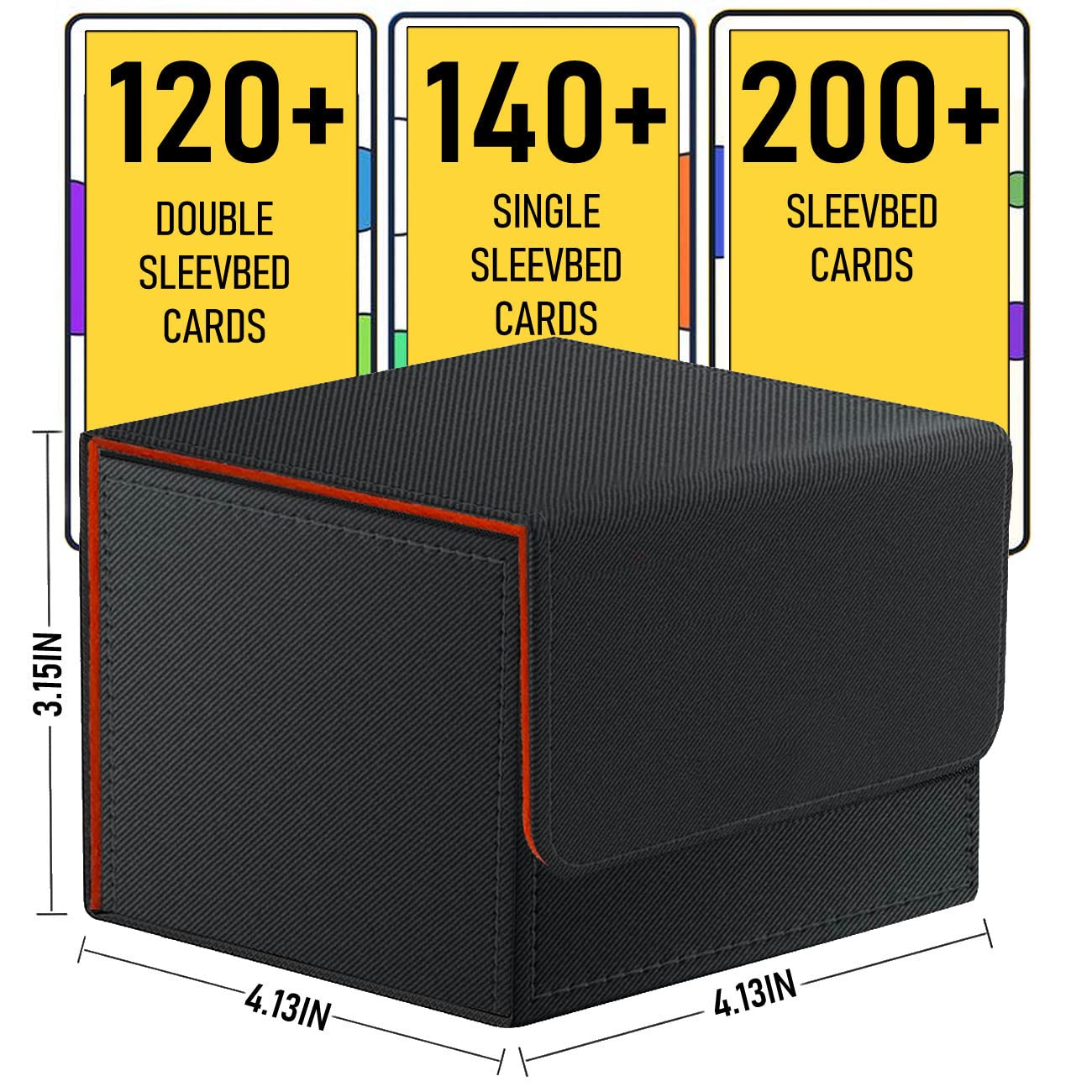 Scimi Commander leather Deck Box, designed specifically for Magic: The Gathering (MTG) and Trading Card Game (TCG) enthusiasts, hold over 100 sleeved cards (Black/Red)