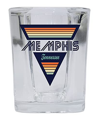 R and R Imports Memphis Tennessee 2 Ounce Square Base Liquor Shot Glass Retro Design