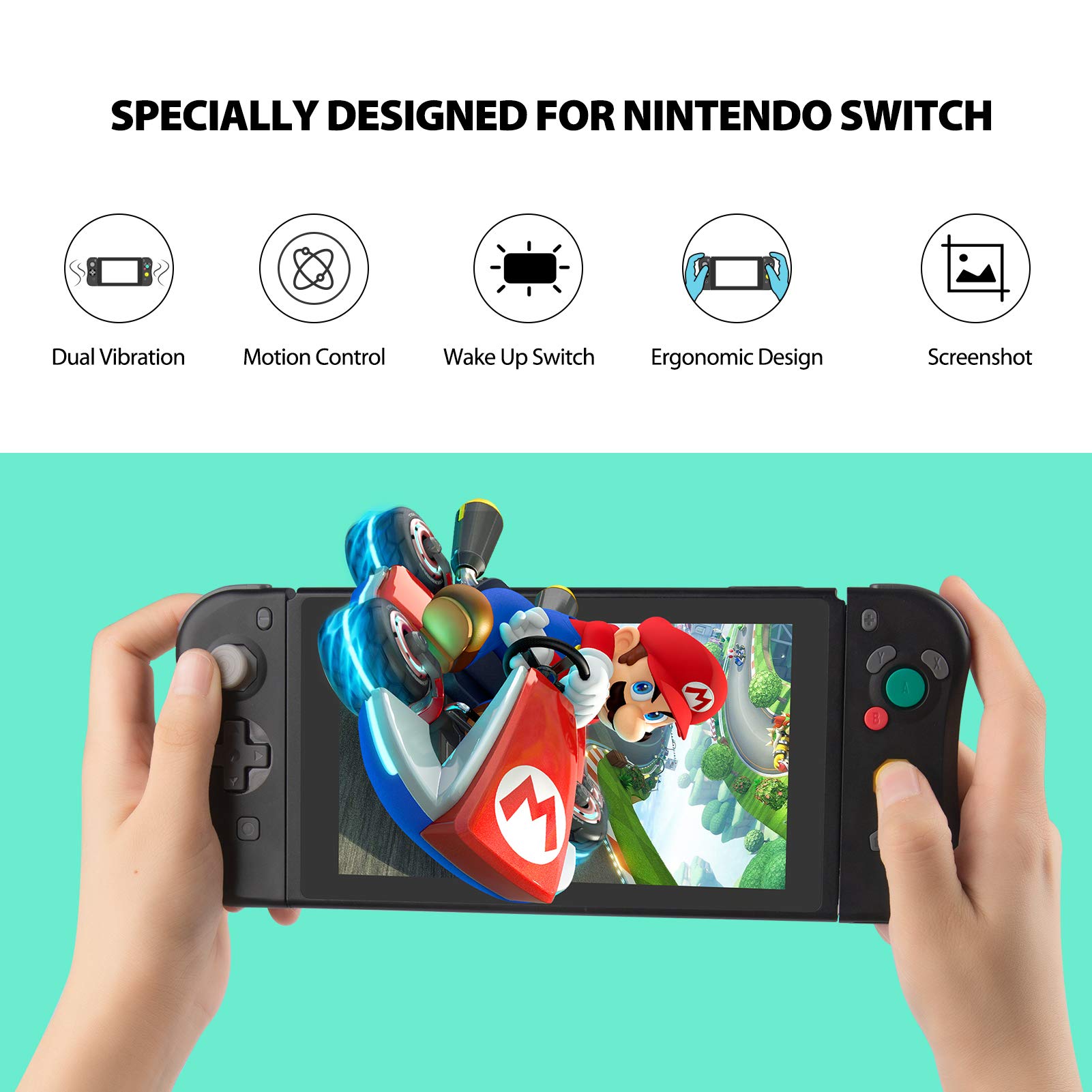 Joy con Controller Compatible with Switch/Switch OLED, Replacement for Switch Joy Con, Wireless Left and Right Controllers Support Motion Control/Dual Vibration