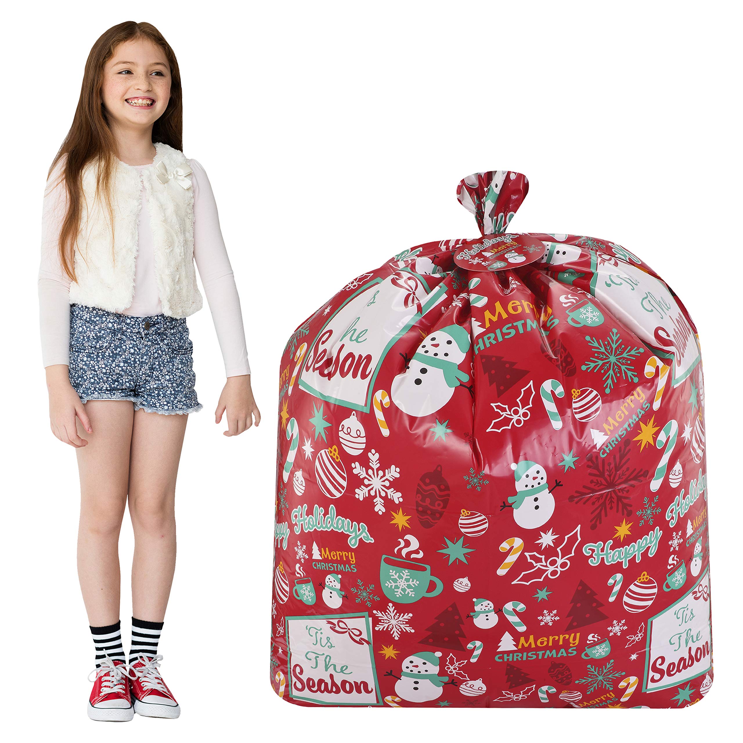 JOYIN 36 PCS Christmas Drawstrings Bag Christmas Wrapping Gift Assorted Styles for Christmas Party Xmas Holiday, Party Favor, Wrap Gift Bags